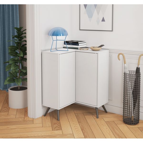 Bestar Small Space Krom Corner Storage Unit in White | OfficeSupply.com