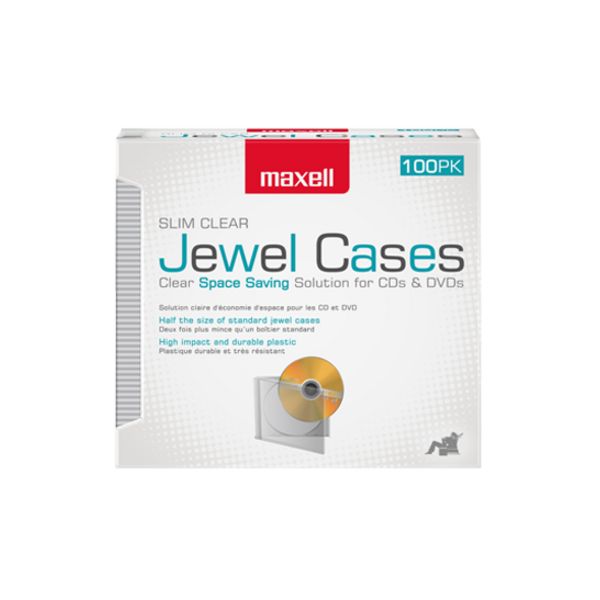 Maxell Jewel Cases Slim Line - Clear (100 Pack) | OfficeSupply.com