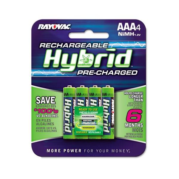 Rayovac Hybrid Pre-Charged Rechargeable Batteries, AAA, 4/Pack ...