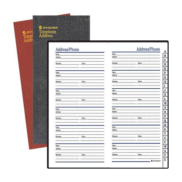 AT-A-GLANCE Telephone/Address Book, 3 1/8" x 6", Assorted Colors (No ...